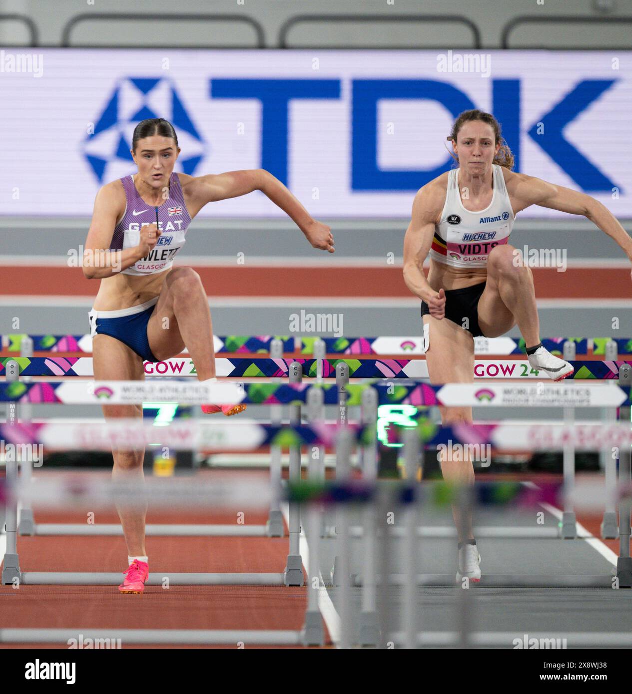 Abigail Pawlett of Great Britain and Noor Vidts of Belgium competing in ...