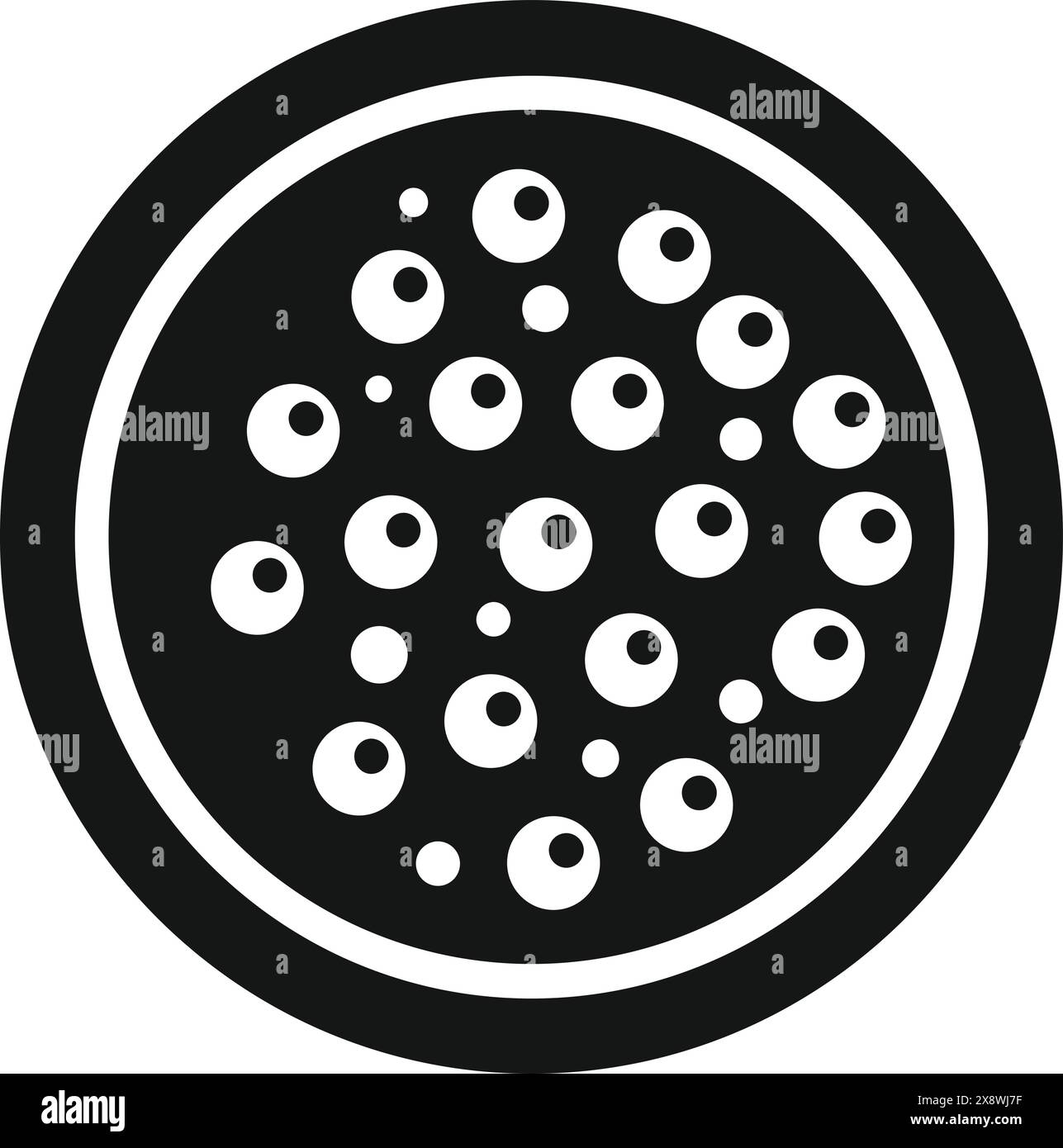 Monochrome vector illustration of a symmetrical dot pattern within a ...
