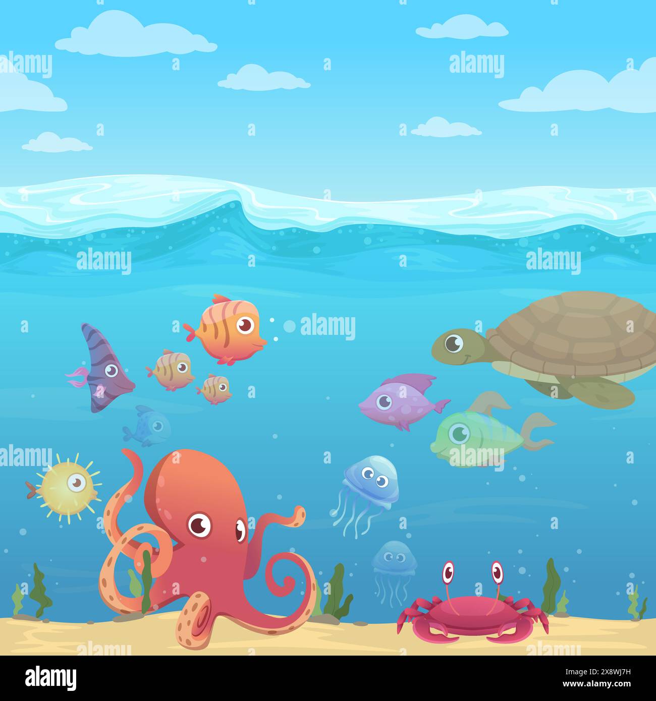 Shark underwater landscape Stock Vector Images - Alamy