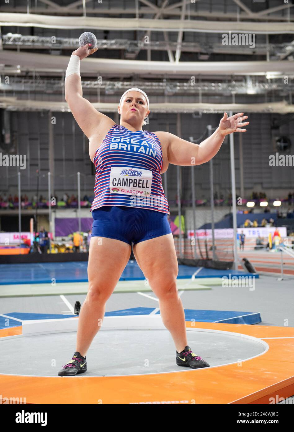 Amelia Campbell of Great Britain competing in the women’s shot put on ...