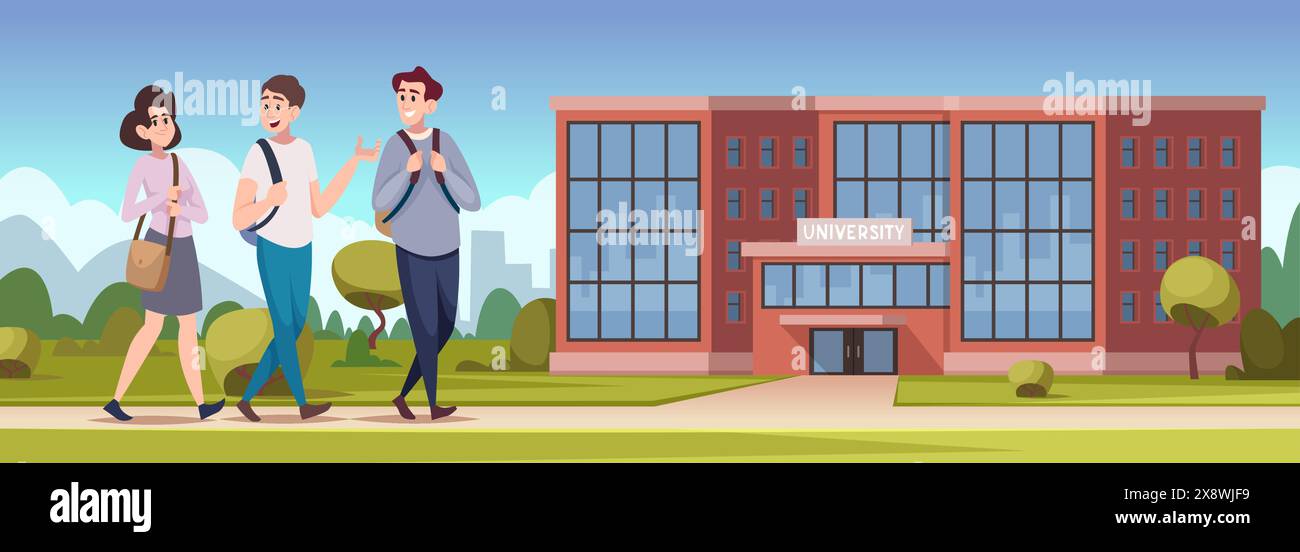 University outdoor. Student spent time relaxing walking reading books ...