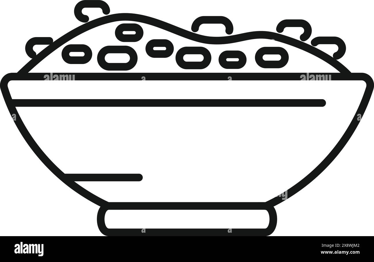 Simple black and white line drawing of a steaming bowl of soup ...