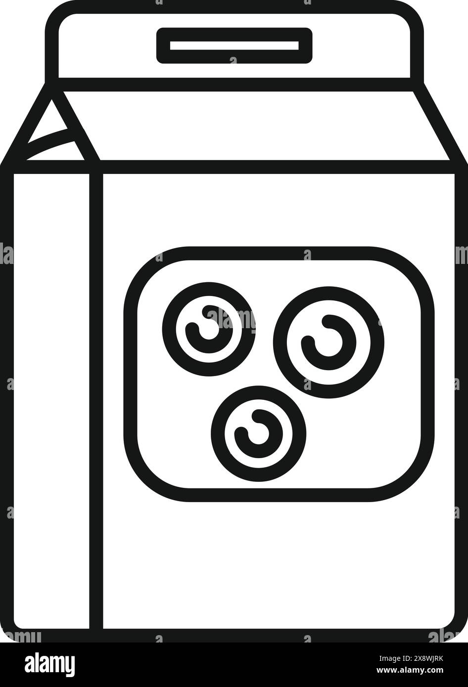 Cartoon milk carton icon in simple line art design with black and white ...