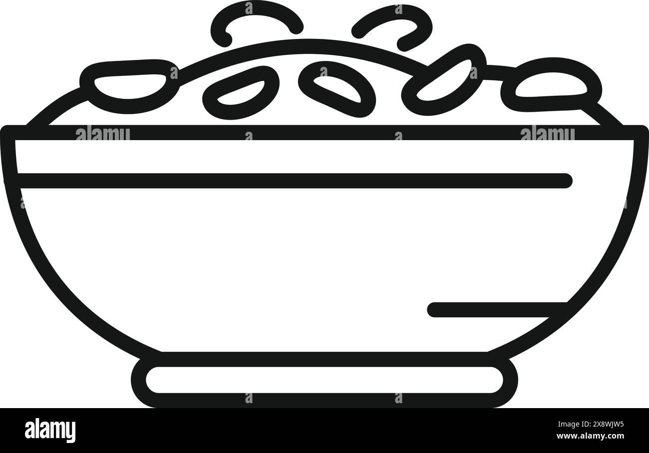 Black and white line drawing of a full bowl with cereal, perfect for ...