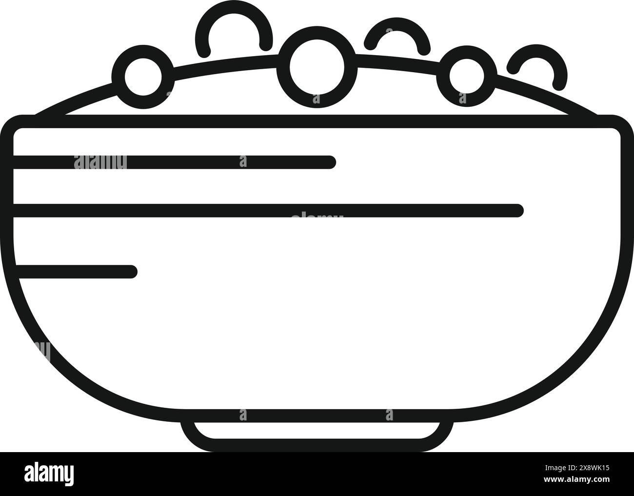 Black and white line drawing of a steaming bowl, representing soup or ...
