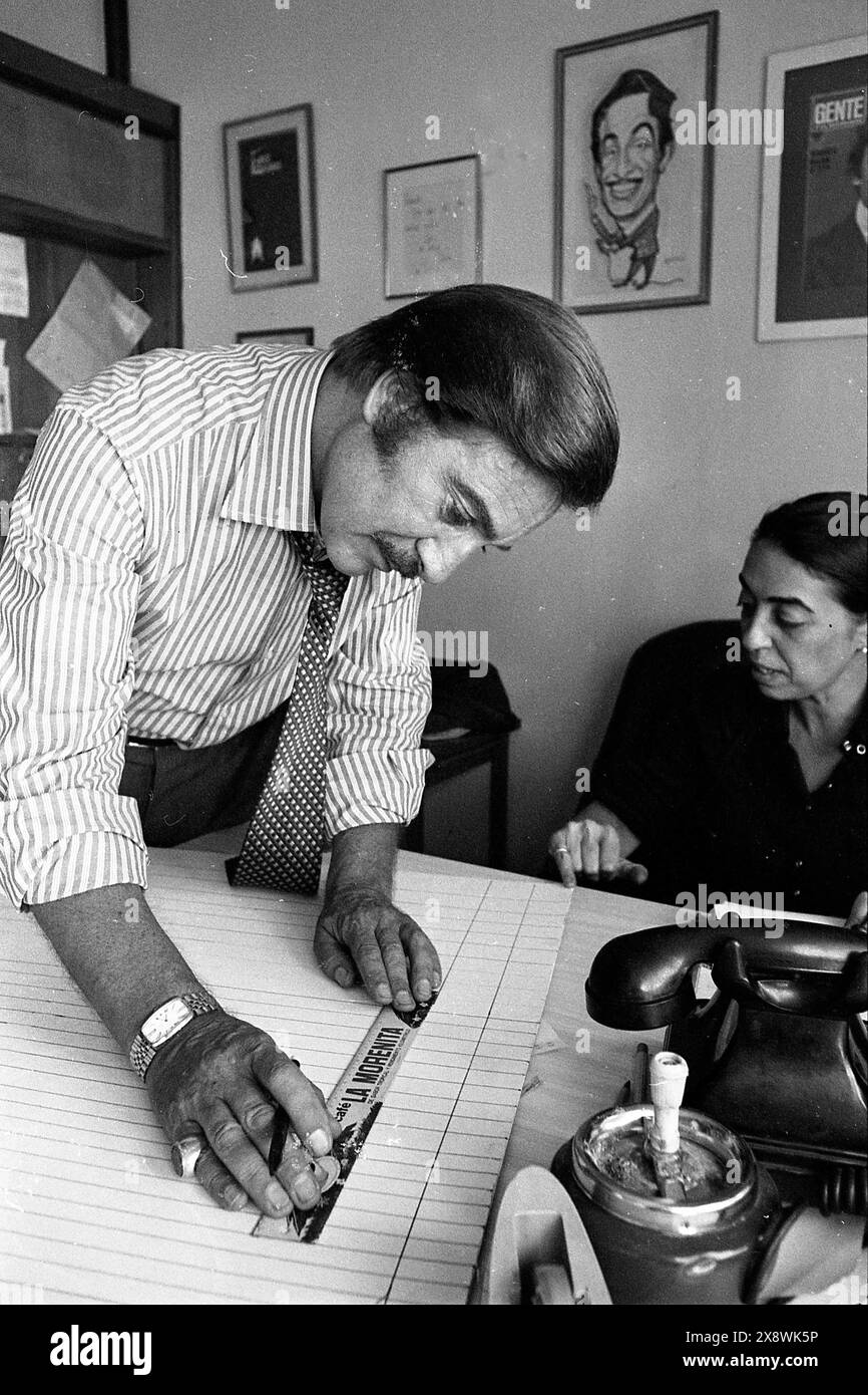 Argentine TV presenter and radio announcer Roberto Galán, during a show ...