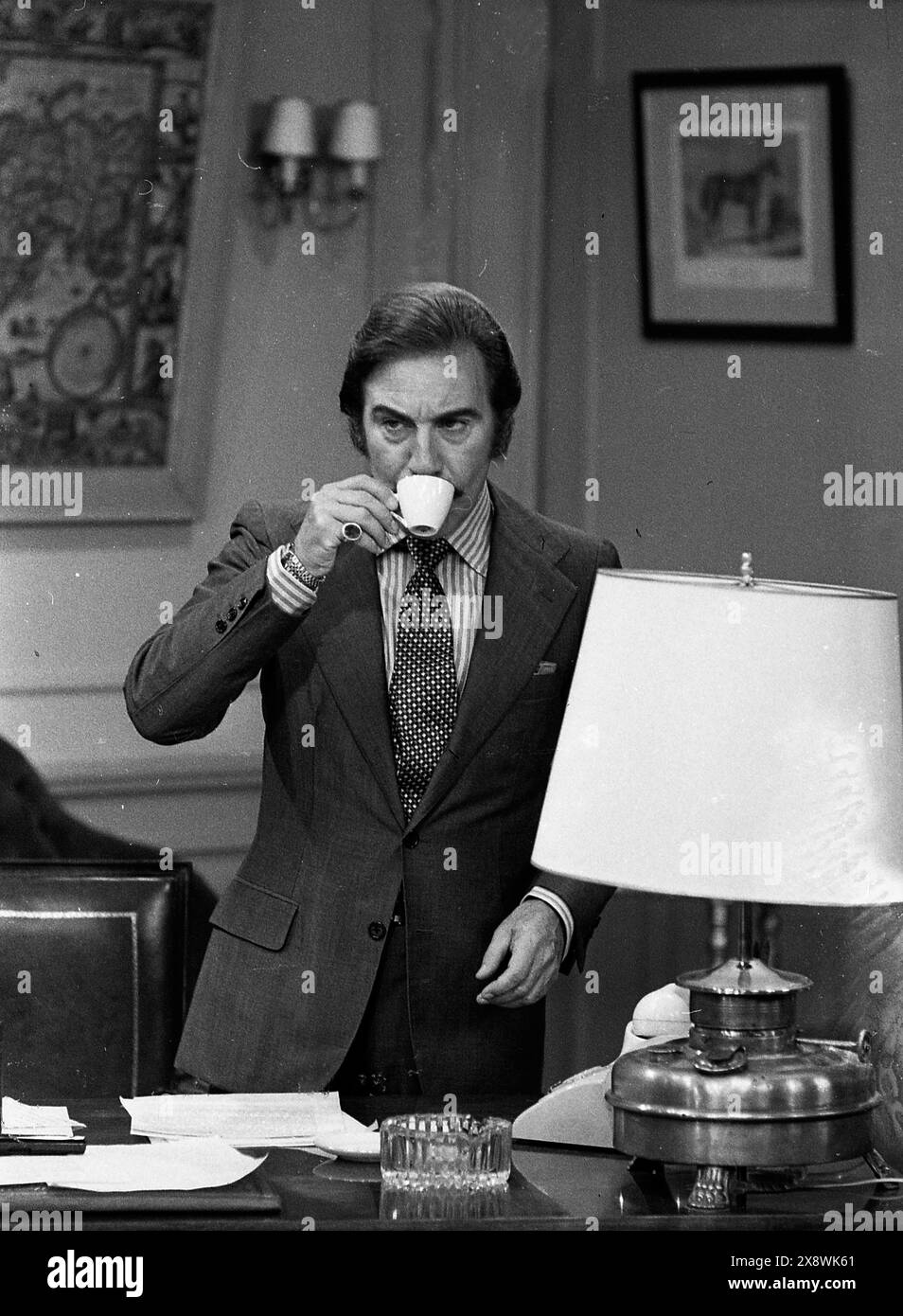 Argentine TV presenter and radio announcer Roberto Galán, during a show ...