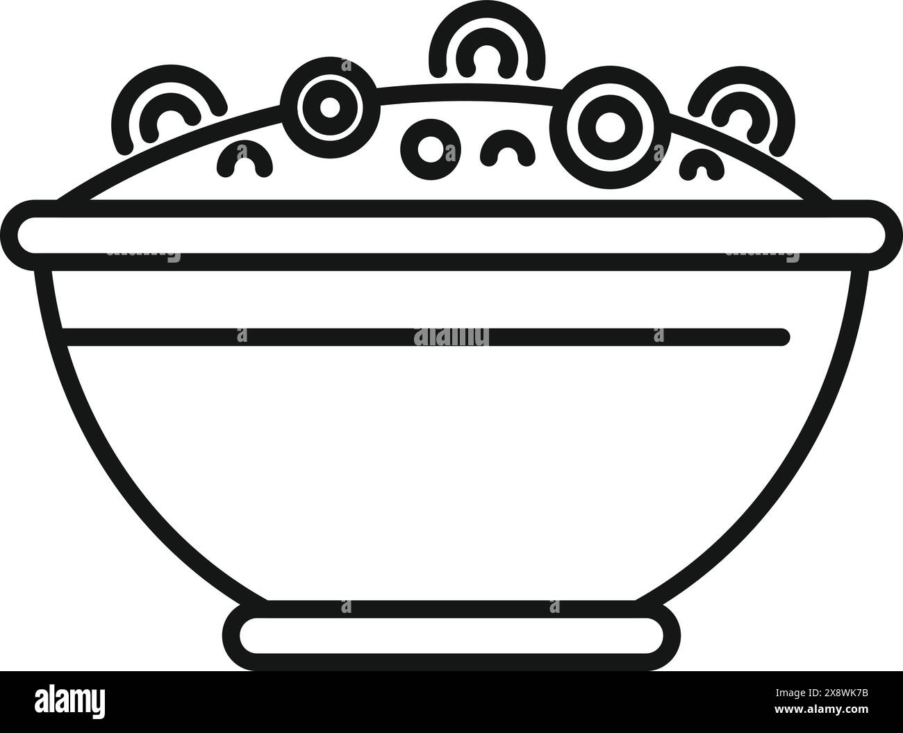 Line art drawing of a bubbly bathtub, perfect for hygiene and ...