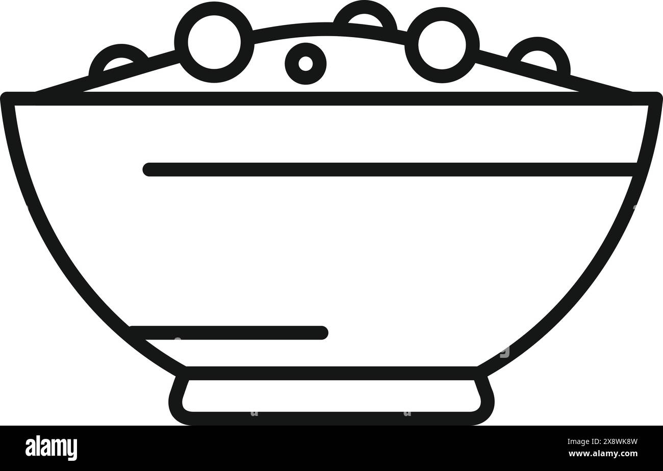 Detailed line art illustration of a simple bowl with effervescent ...