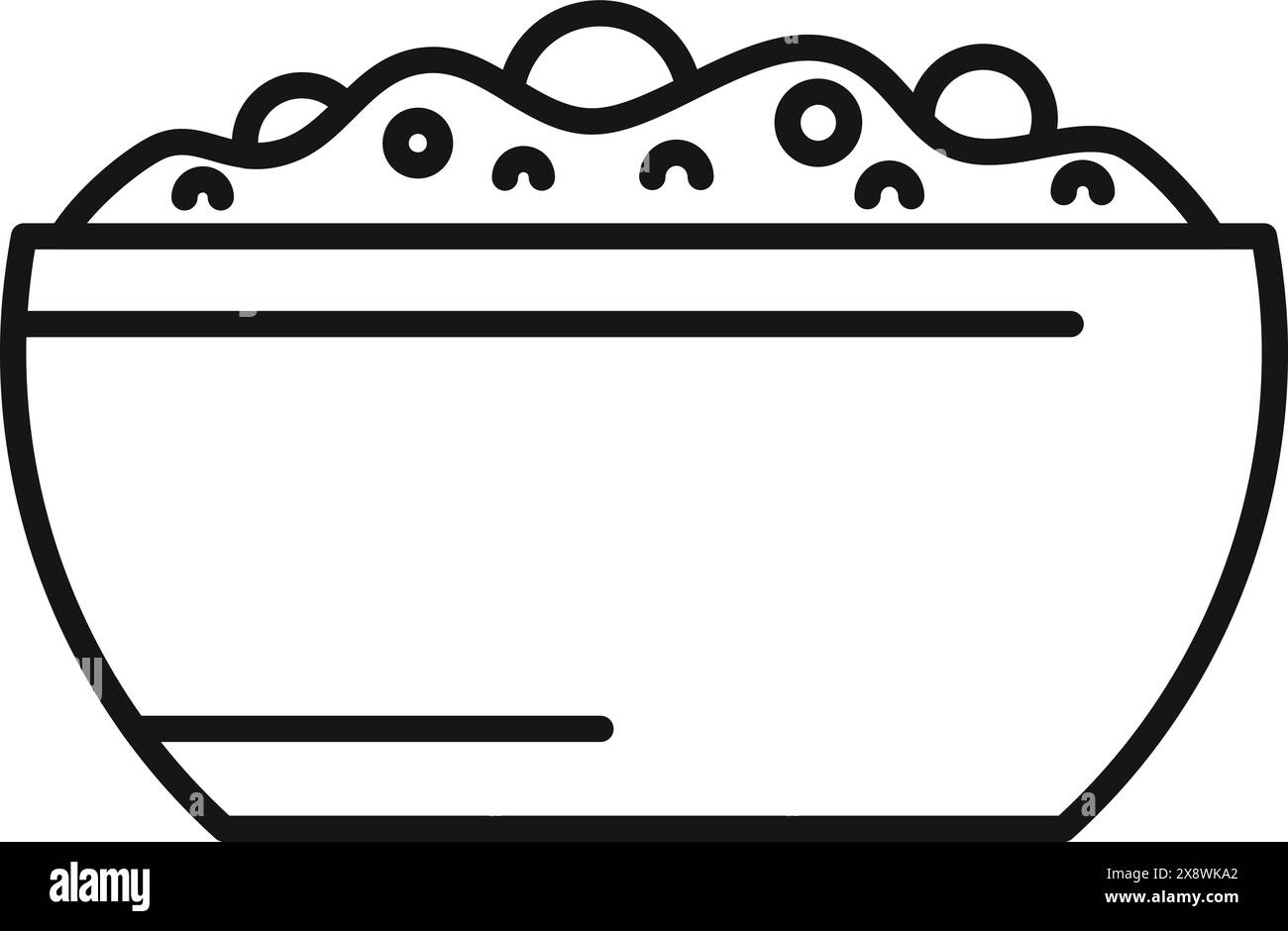 Black and white line art of a full bowl of cereal, perfect for menu ...