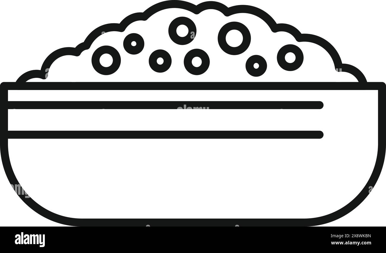 Simple line icon of a bowl filled with rice for use in graphic designs ...