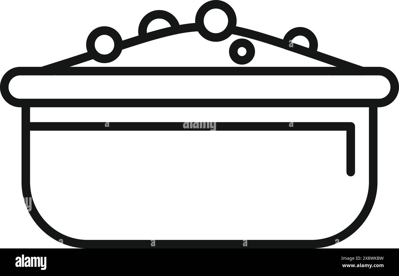 Vector line art icon of a pot with bubbles, symbolizing cooking or ...