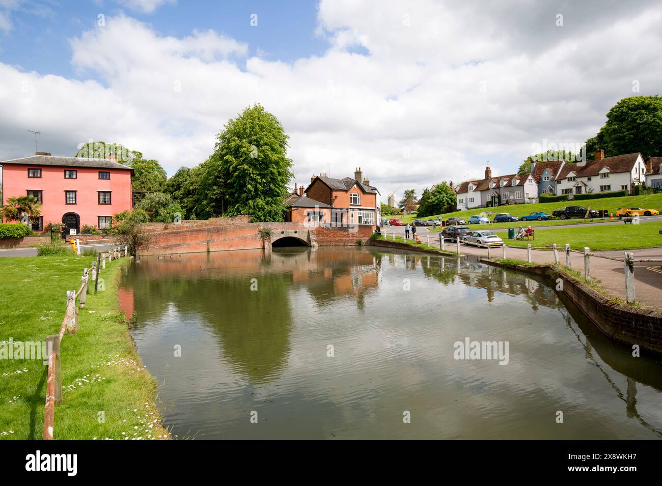 Duck Pond And Bridge Finchingfield Essex Stock Photo - Alamy