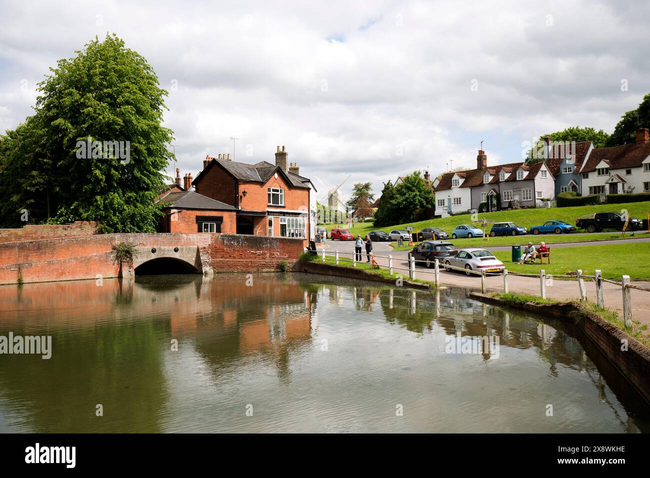 Duck Pond And Bridge Finchingfield Essex Stock Photo - Alamy