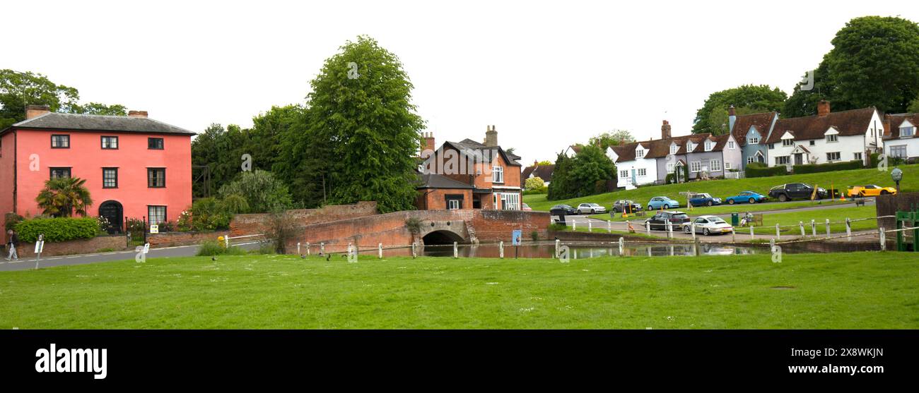 Duck Pond And Bridge Finchingfield Essex Stock Photo - Alamy
