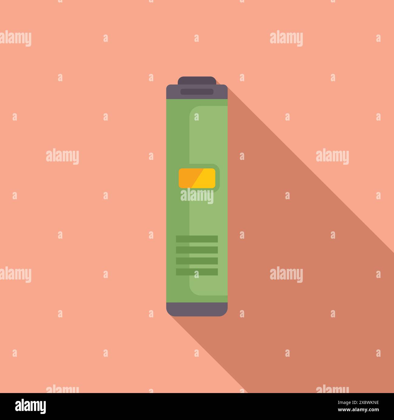 Flat design illustration of a green battery icon with a power level ...