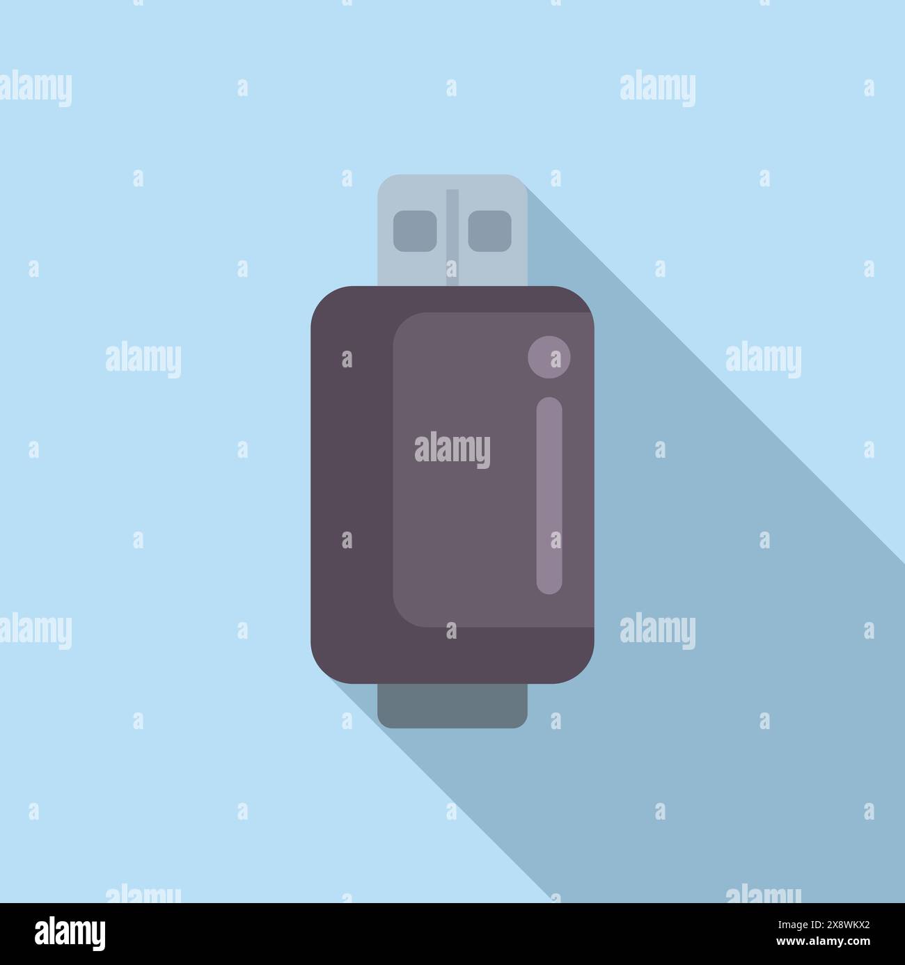 Flat design usb flash drive icon on a blue background with shadow ...