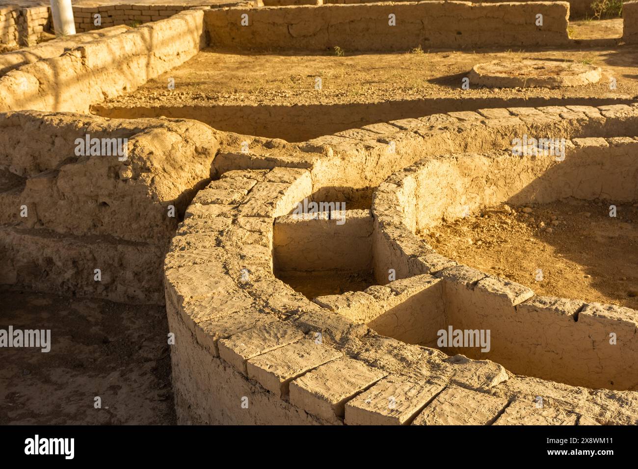 Archeological UNESCO site of Ancient Sarazm at sunset, 4th millennium ...