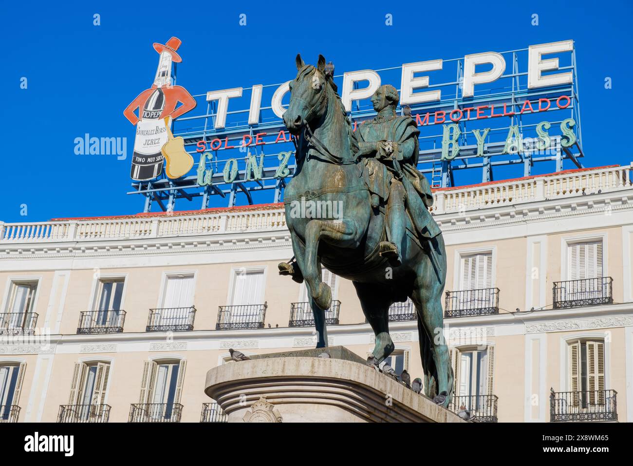 Madrid, Spain. 01-15-2024: Puerta del Sol, famous square in Madrid ...