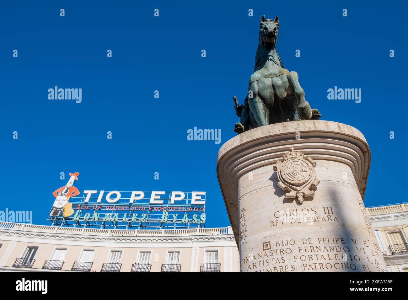 Madrid, Spain. 01-15-2024: Puerta del Sol, famous square in Madrid ...