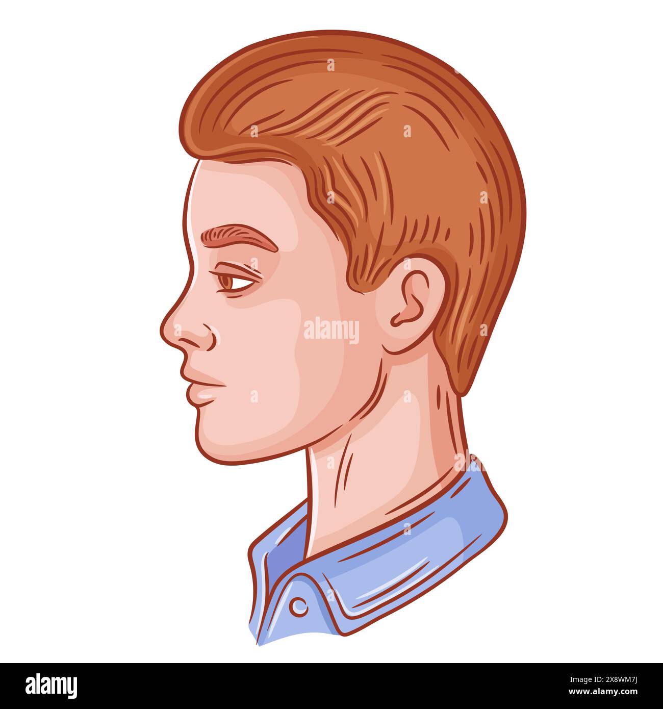 Young man face profile, handsome business guy portrait, male head side ...