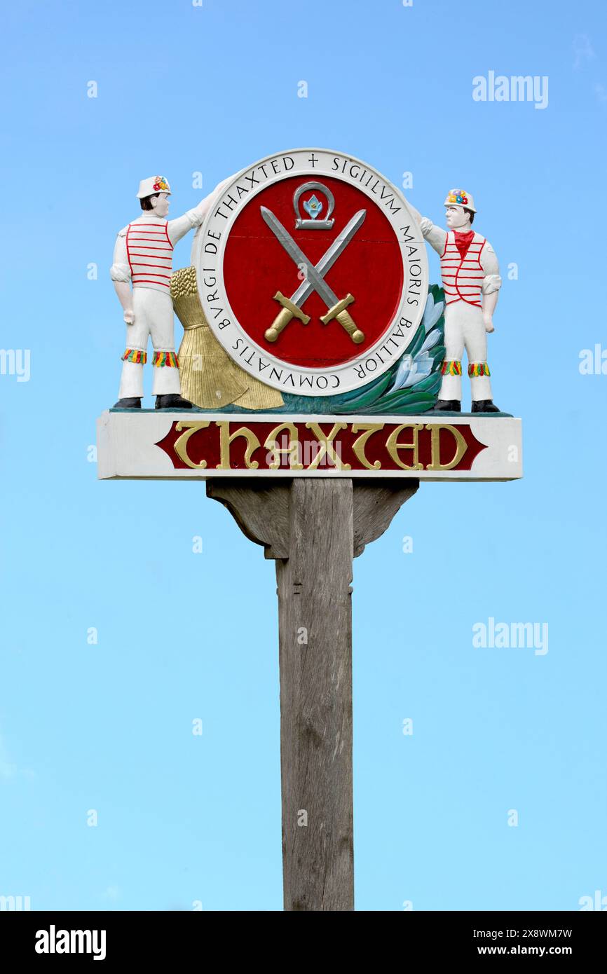 Thaxted Essex Village Sign Stock Photo - Alamy