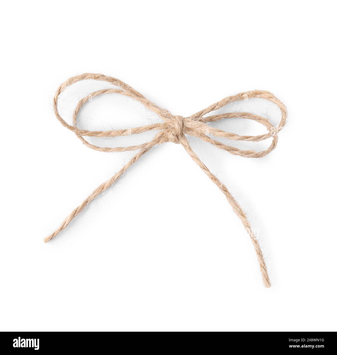 Linen rope string bow isolated on white, top view Stock Photo - Alamy