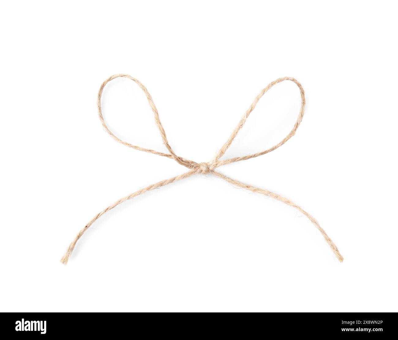 Linen rope string bow isolated on white, top view Stock Photo - Alamy