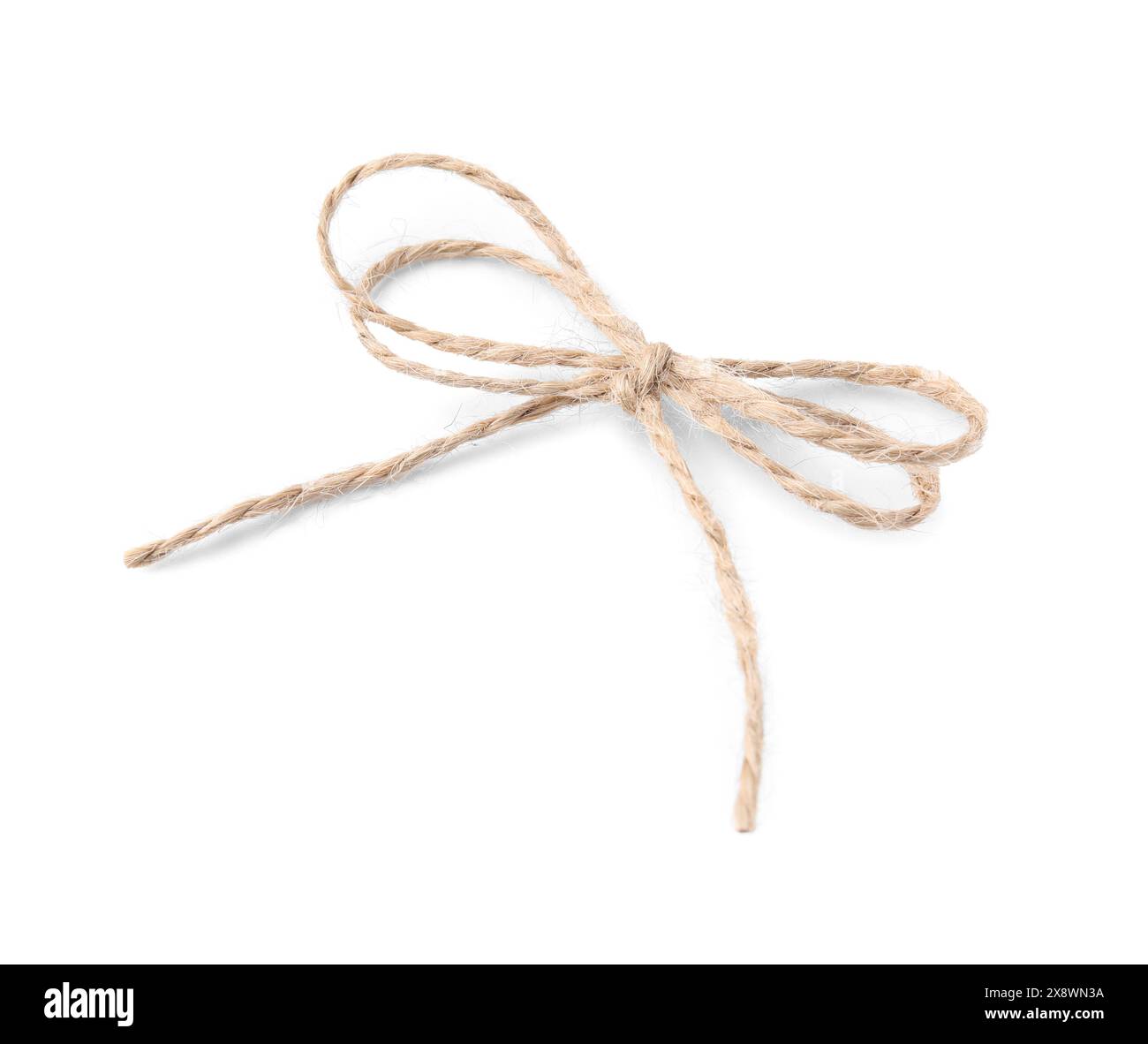 Linen rope string bow isolated on white, top view Stock Photo - Alamy
