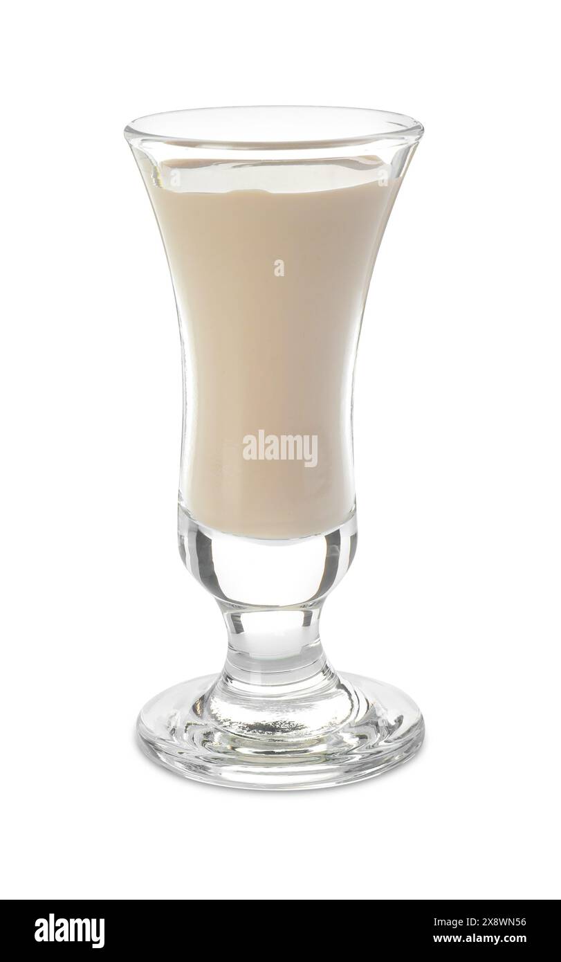Glass of coffee cream liqueur isolated on white Stock Photo - Alamy