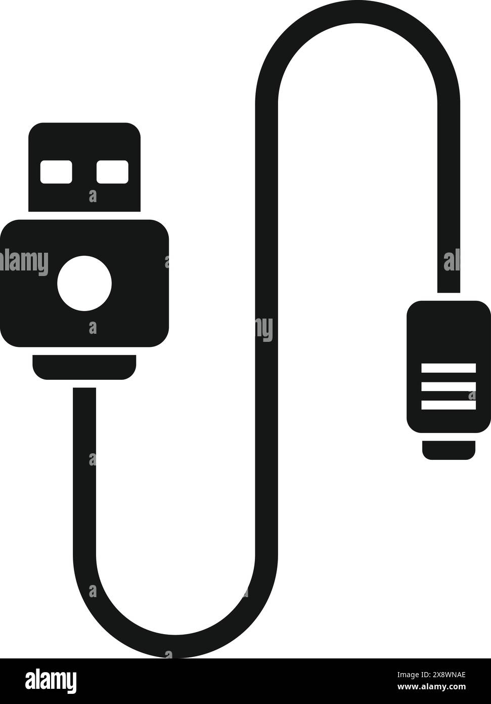 Usb cable icon silhouette vector graphic illustration in minimalistic ...
