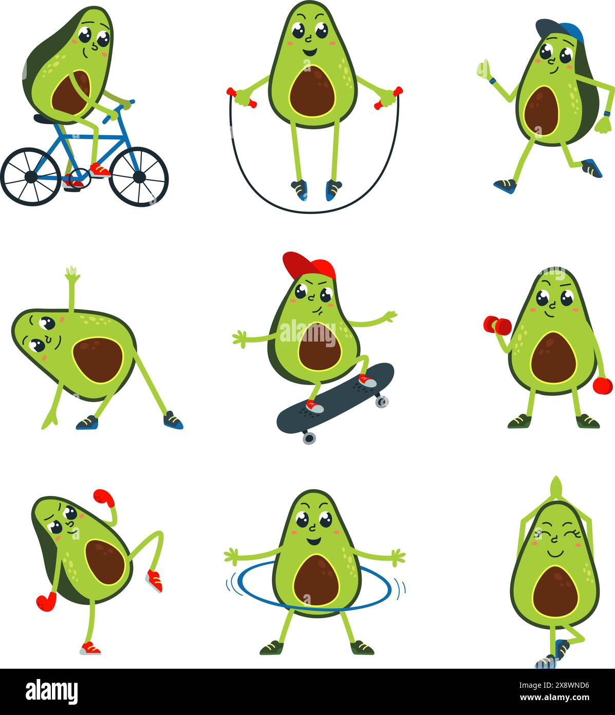 Cartoon avocado athlete funny vegetable character hi-res stock ...