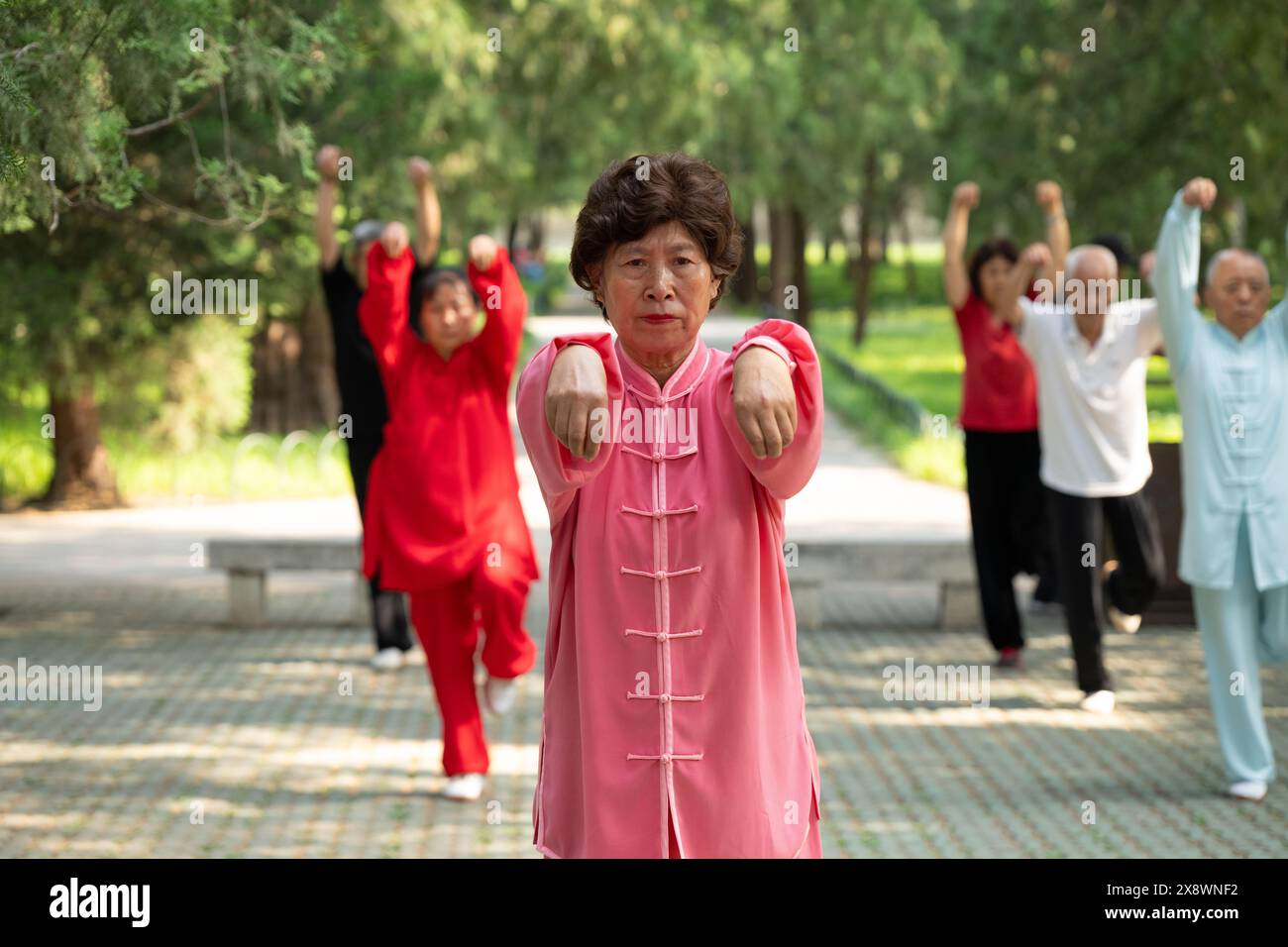 Chinese people practising Tai Chi in the morning in Beijing, China ...
