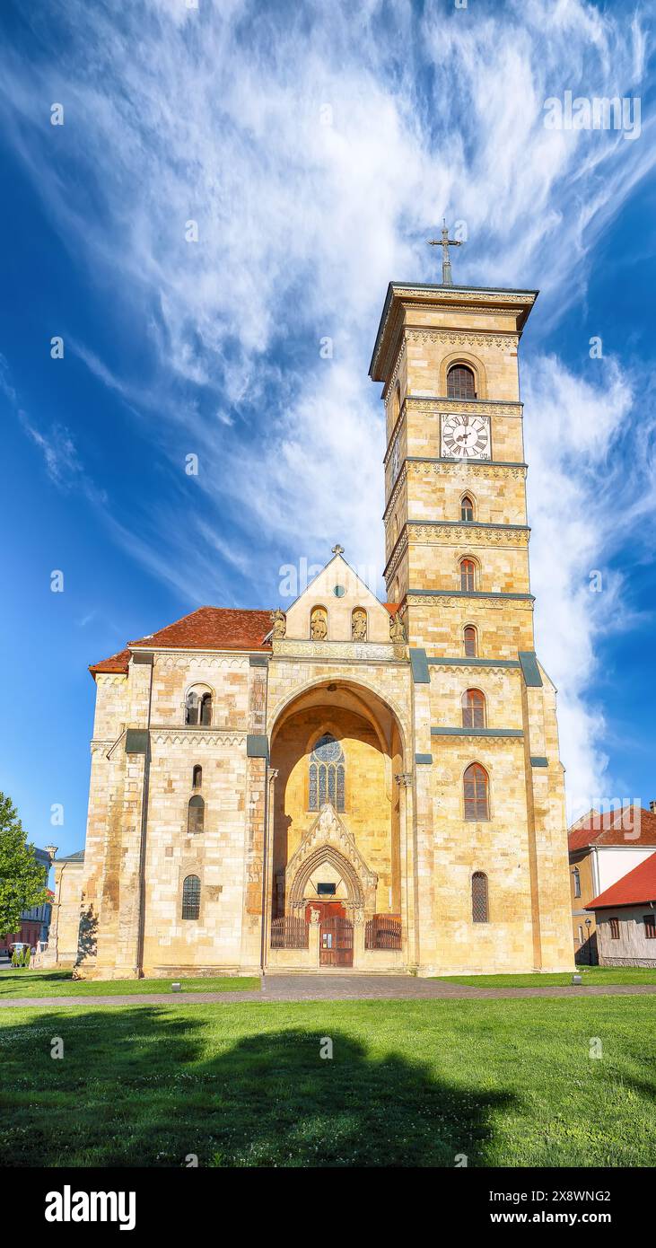 Amazing cityscape with Roman Catholic cathedral inside fortified Alba ...