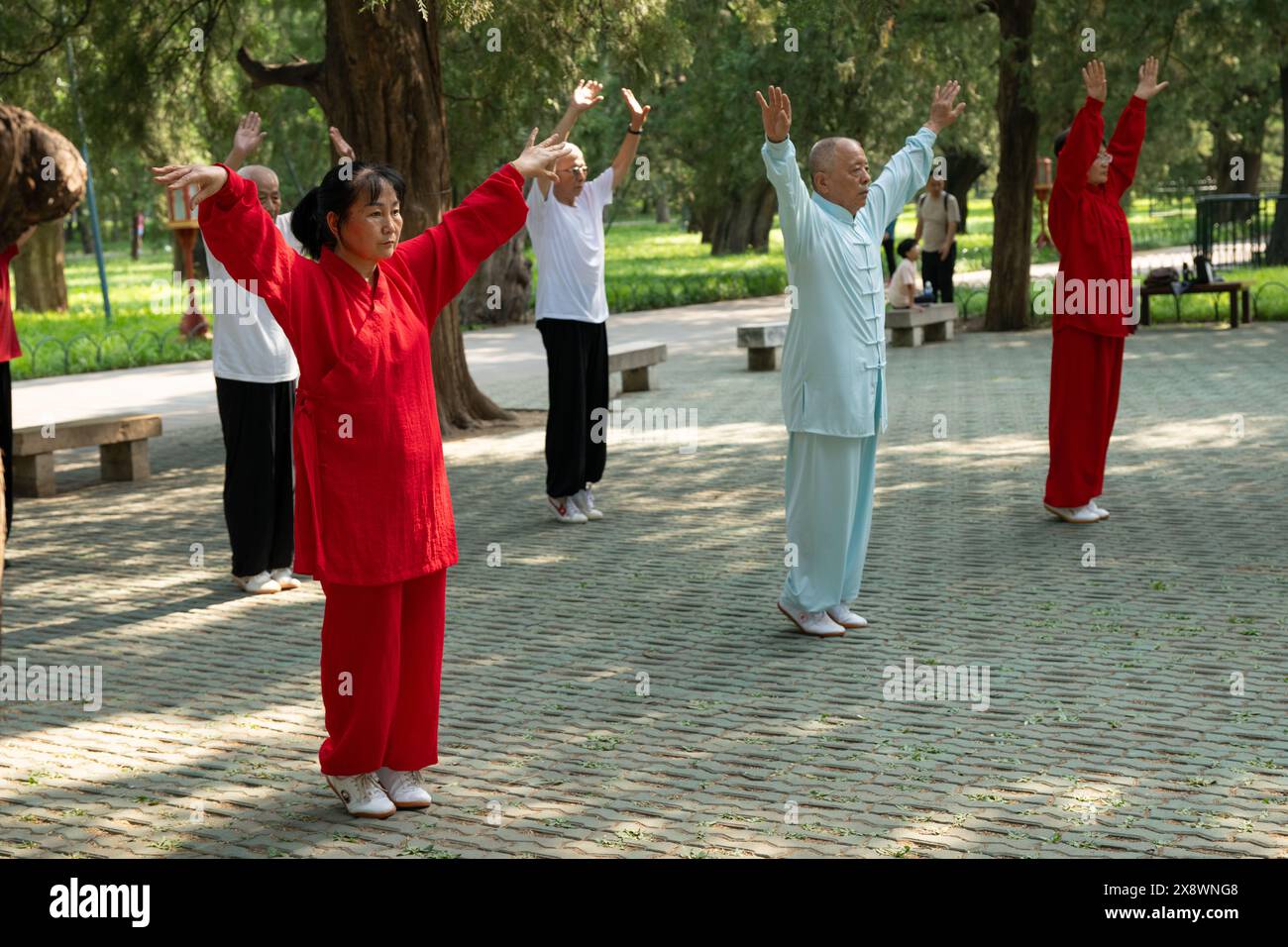 Chinese people practising Tai Chi in the morning in Beijing, China ...