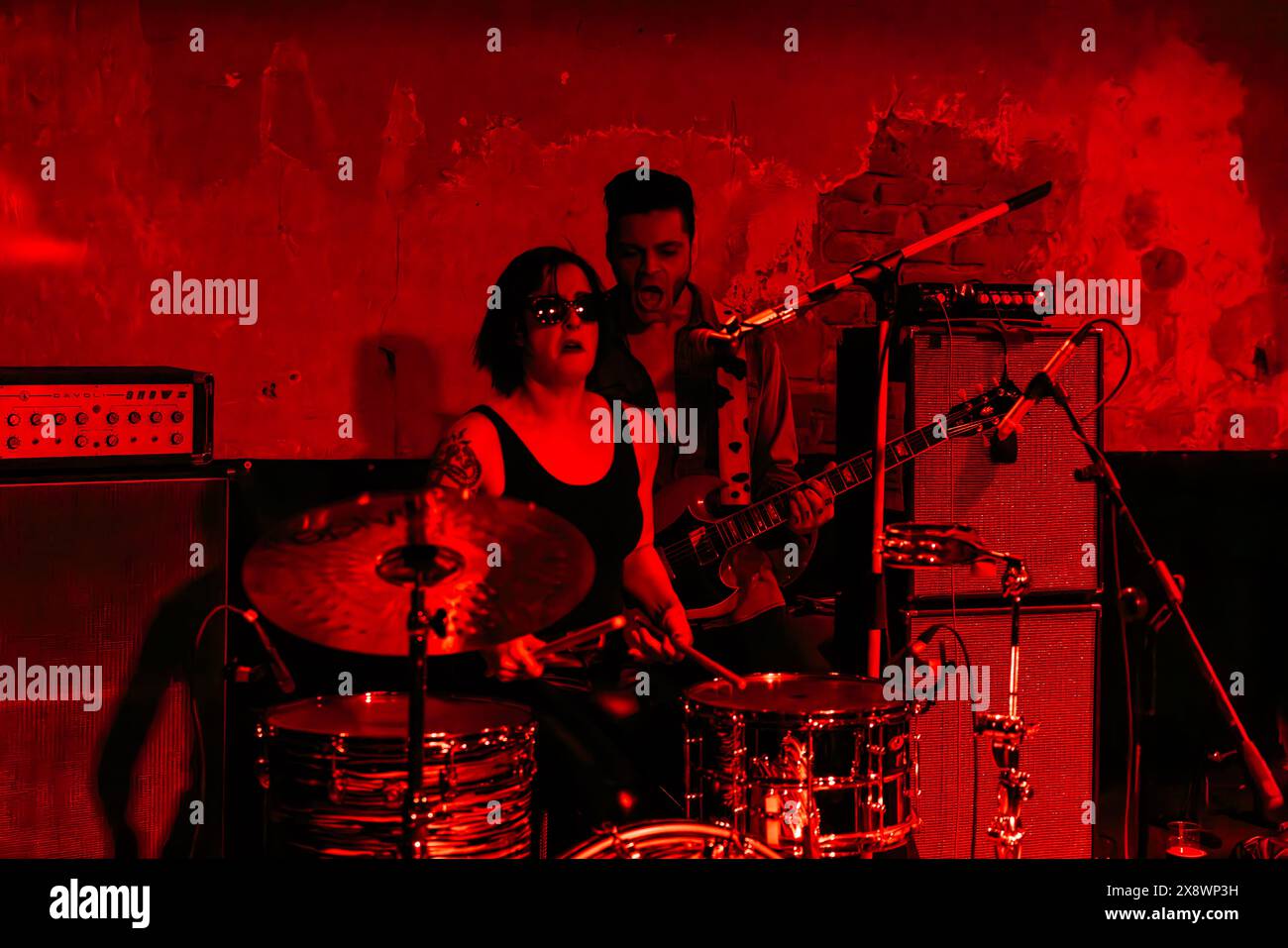 Milan, Italy, 23rd April 2024. Italian rock duo The Devils perform live ...