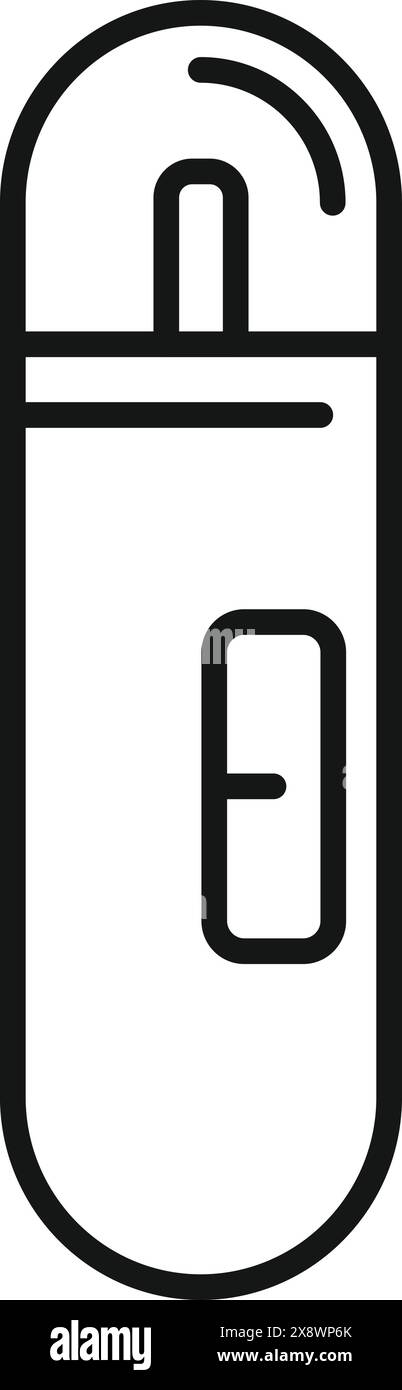 Black and white illustration of a simple usb stick, ideal for icons or ...