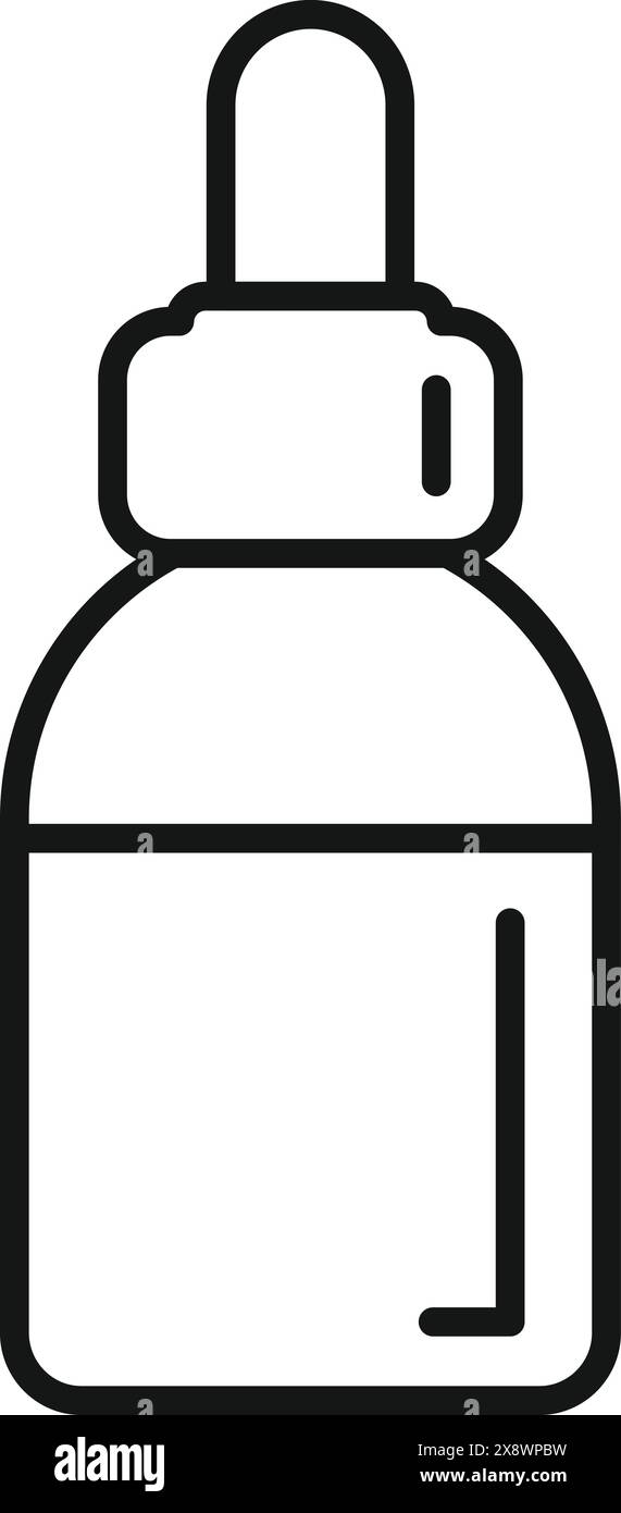 Minimalistic black and white dropper bottle line icon vector for ...