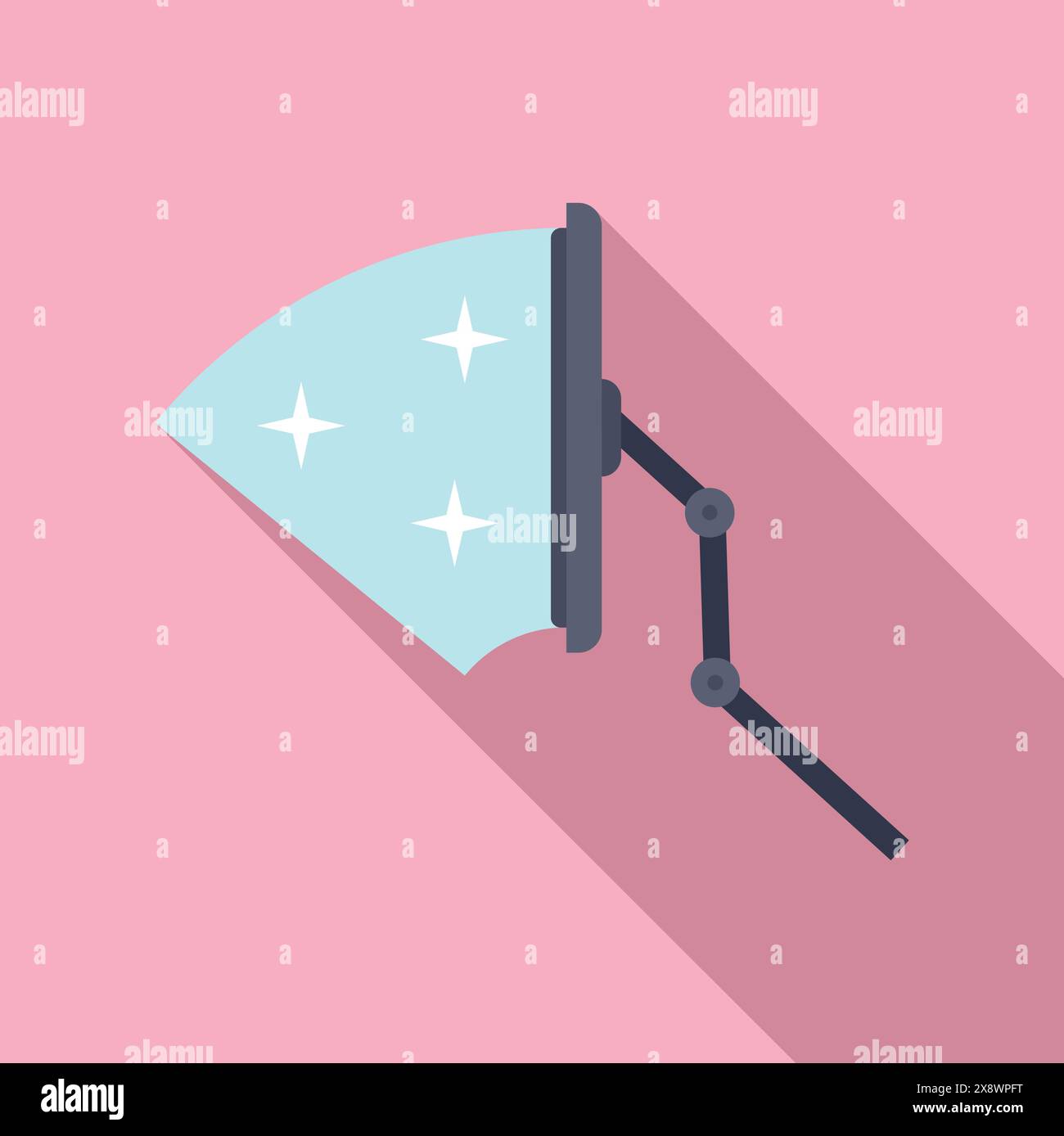 Flat design illustration of a window cleaning squeegee wiping stars on ...