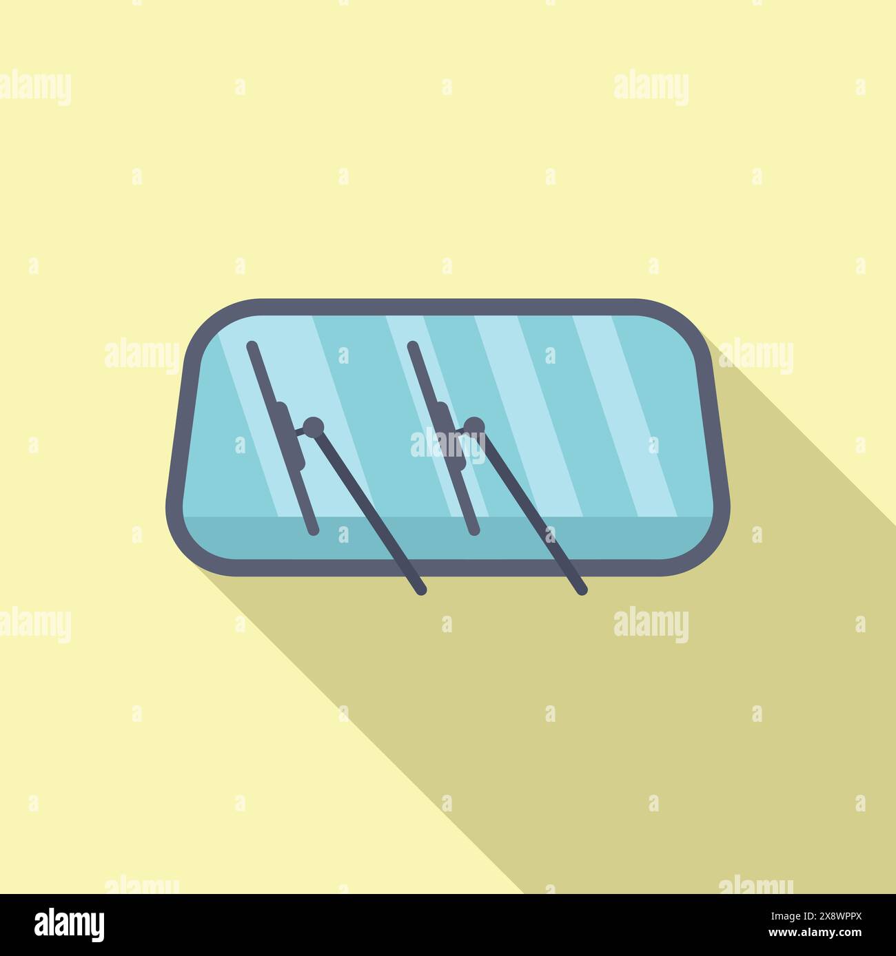 Vector illustration of a car's windshield with wipers, cast in a long ...