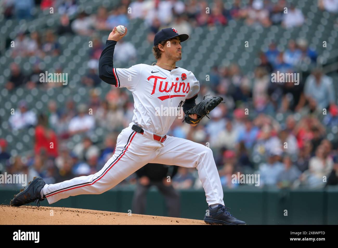 Minneapolis, Minnesota, USA. 27th May, 2024. Minnesota Twins starting pitcher JOE RYAN (41 ...