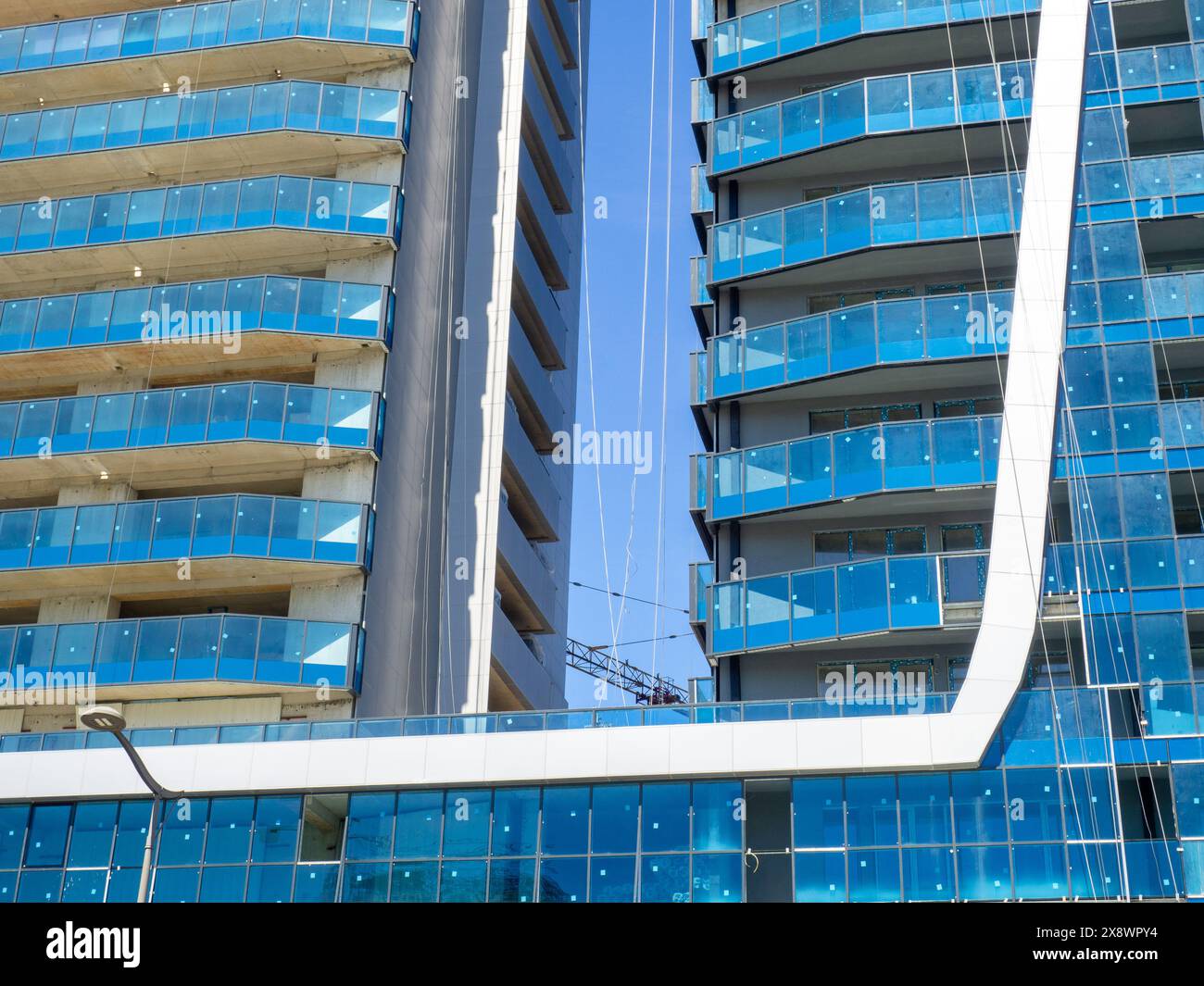 Multi-storey building concept. Background from the windows of the house ...