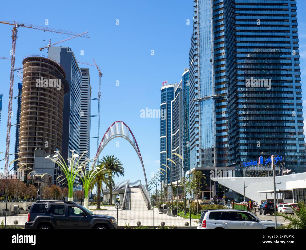 New avenue in Batumi. Construction of a multi-storey building. Housing ...