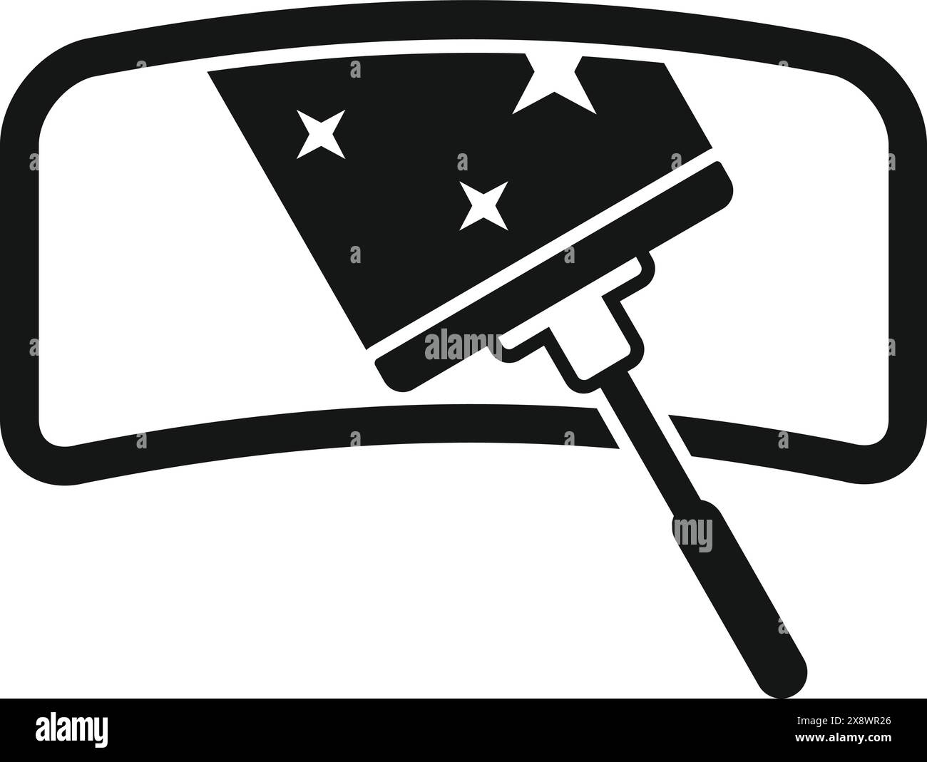 Iconic black and white windshield wiper vector illustration with simple ...