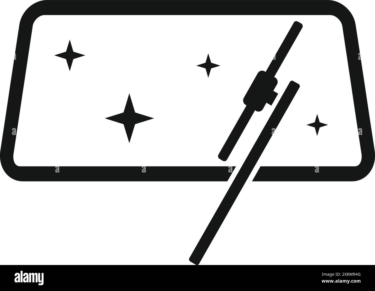 Vector icon representing a sparkling clean car windshield with a single ...