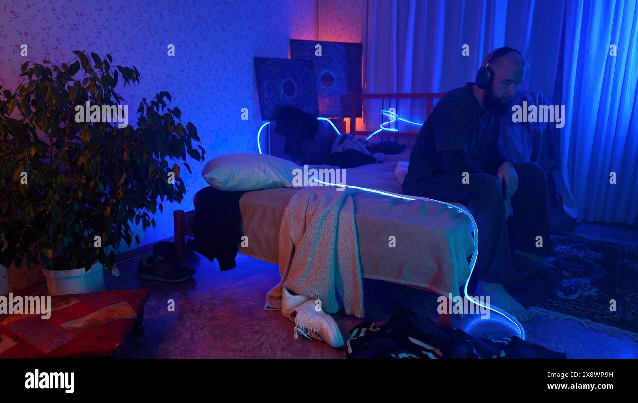 Sleepless night insomnia fatigue neon hi-res stock photography and ...