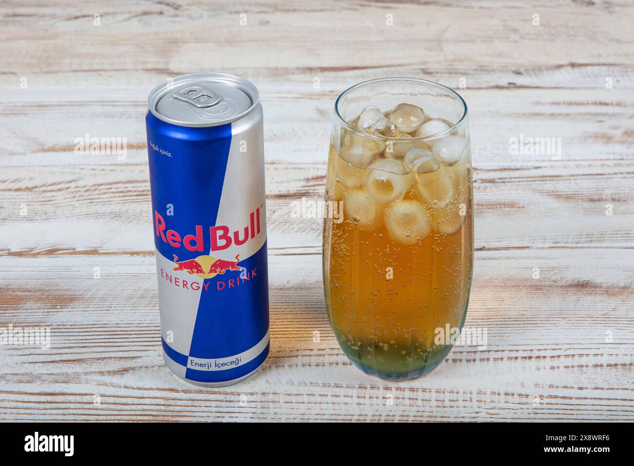 Istanbul Turkey 28 July 2023 ; A picture of cold Red Bull Energy Drink ...