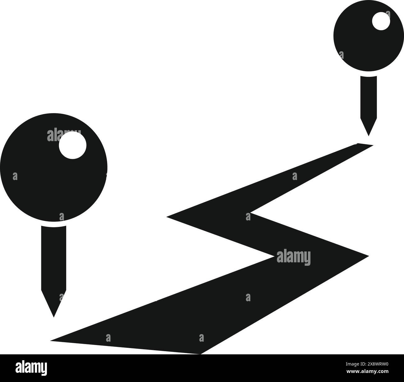 Black and white vector illustration of an abstract path with two ...