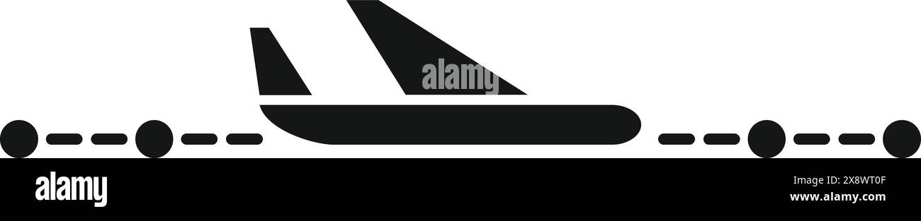 Black airplane landing icon silhouette vector with flat minimalist ...