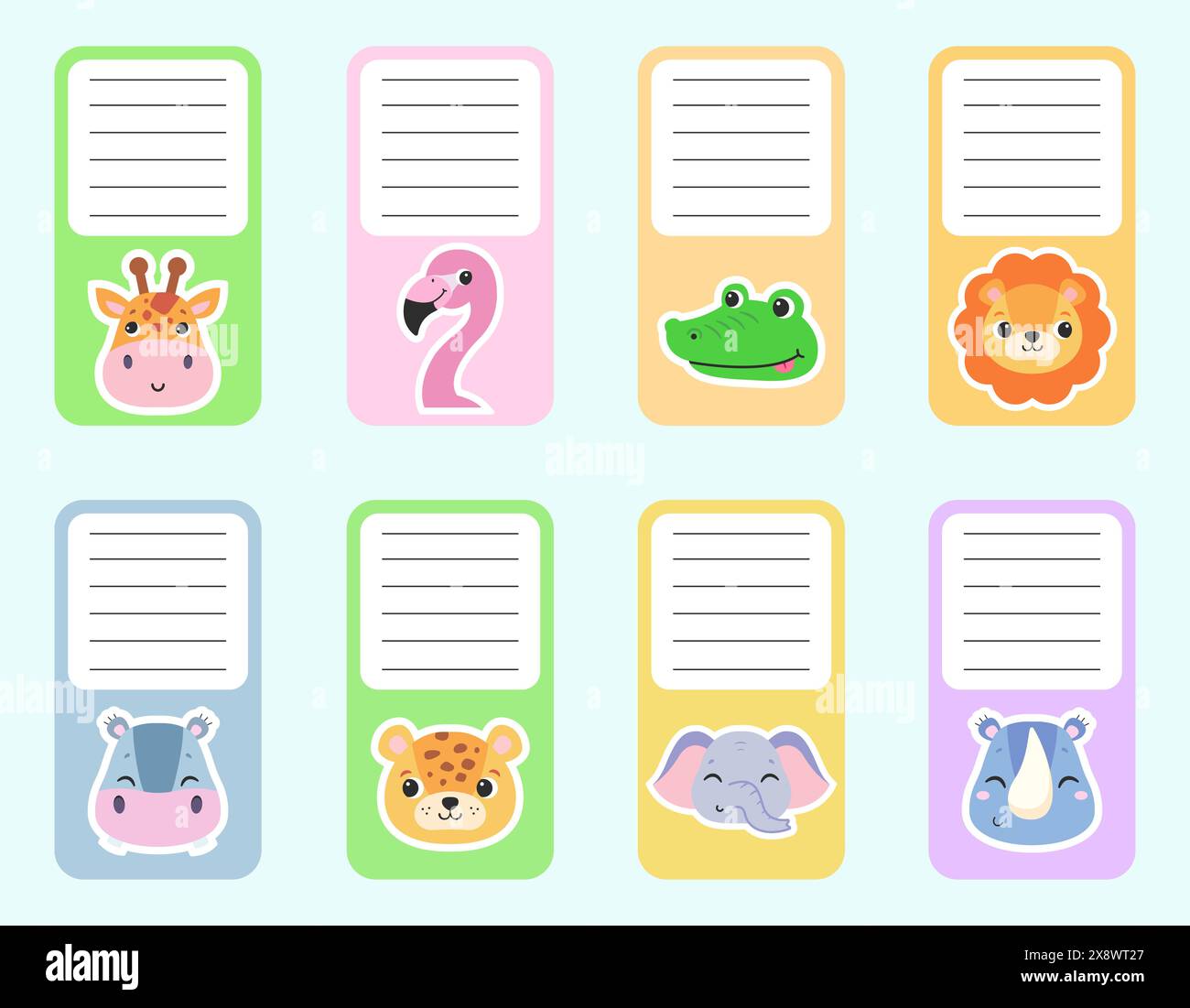 Name label design. Childrens stickers with African animals. Vector ...